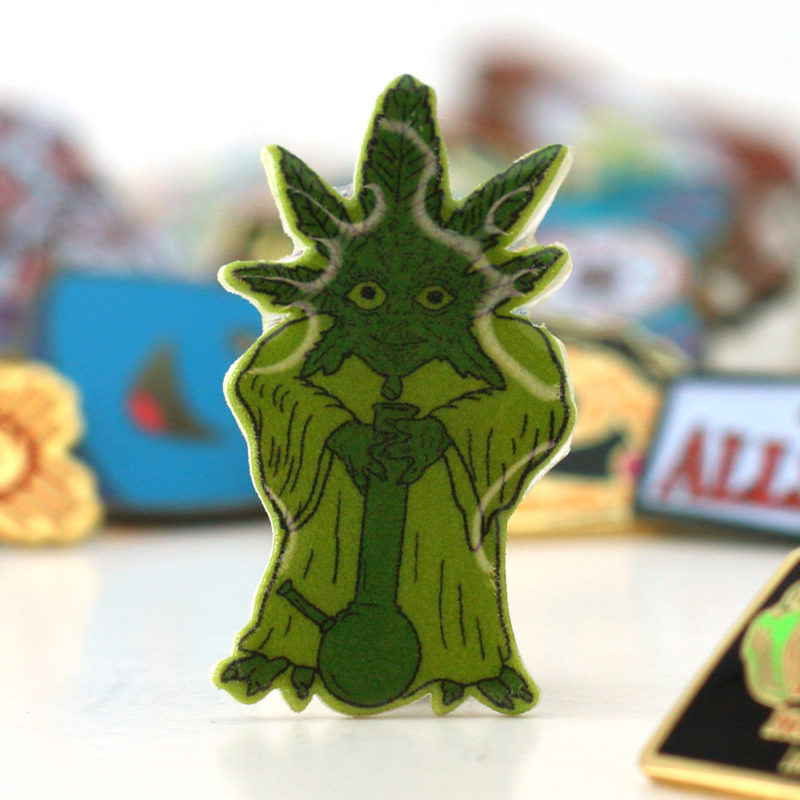Weed Yoda – Shrinky Dink Epoxy Pin – Metal the Brand