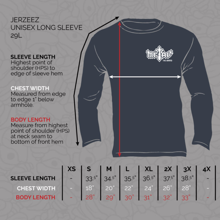 SIZE CHARTS – Metal the Brand