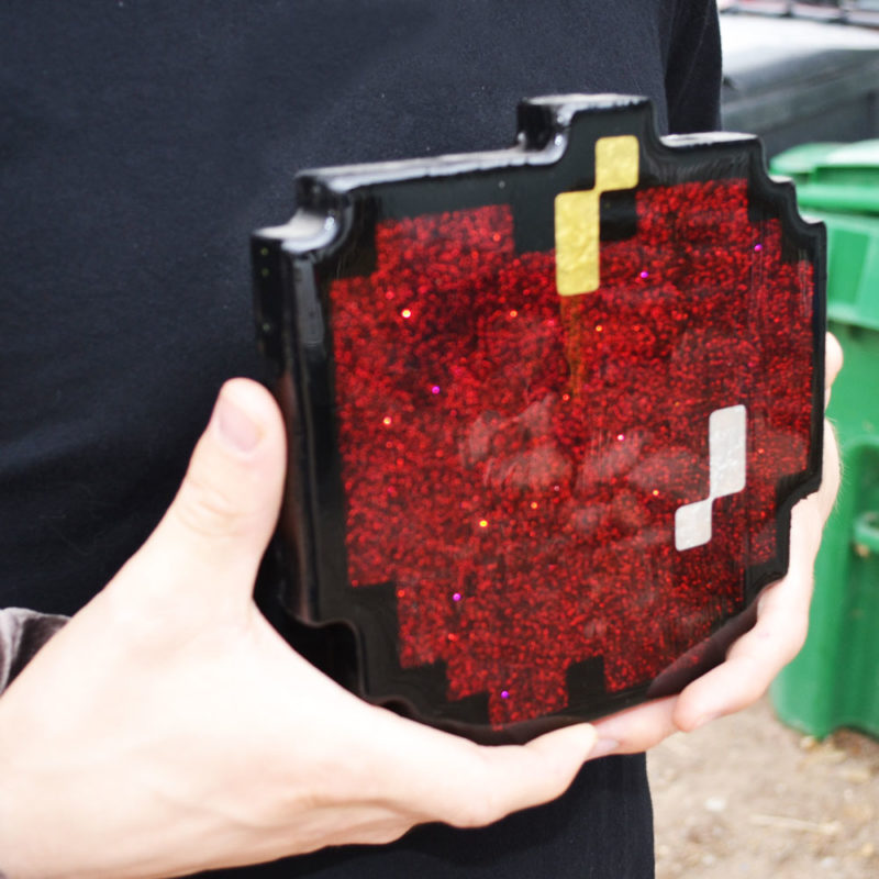 Holo Glitter Pac-Man Apple – Woodcut Wall Art – Metal the Brand