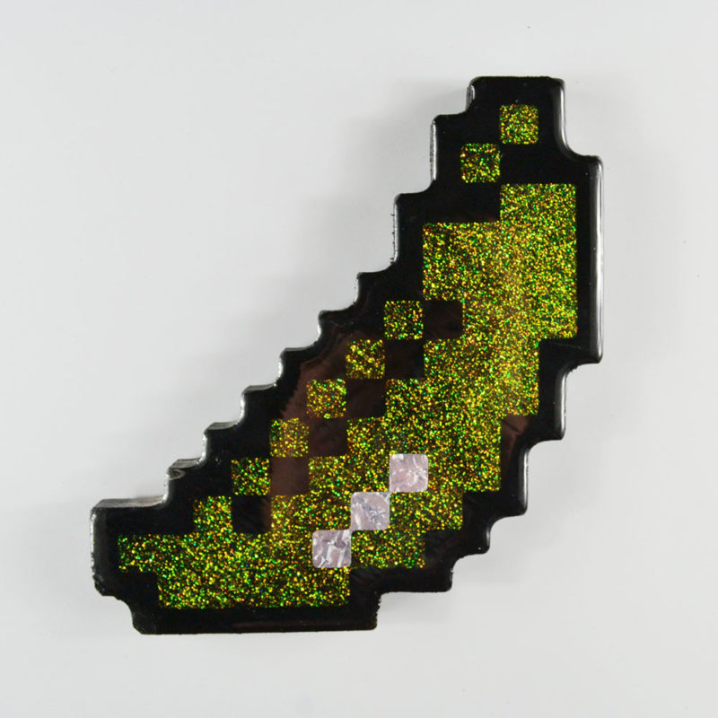 Glitter Pac-Man Banana – Woodcut Wall Art – Metal the Brand