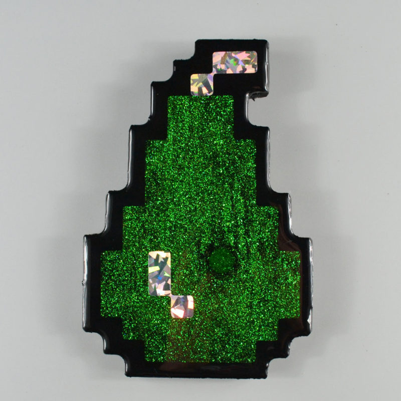 Holo Glitter Pac-Man Pear – Woodcut Wall Art – Metal the Brand